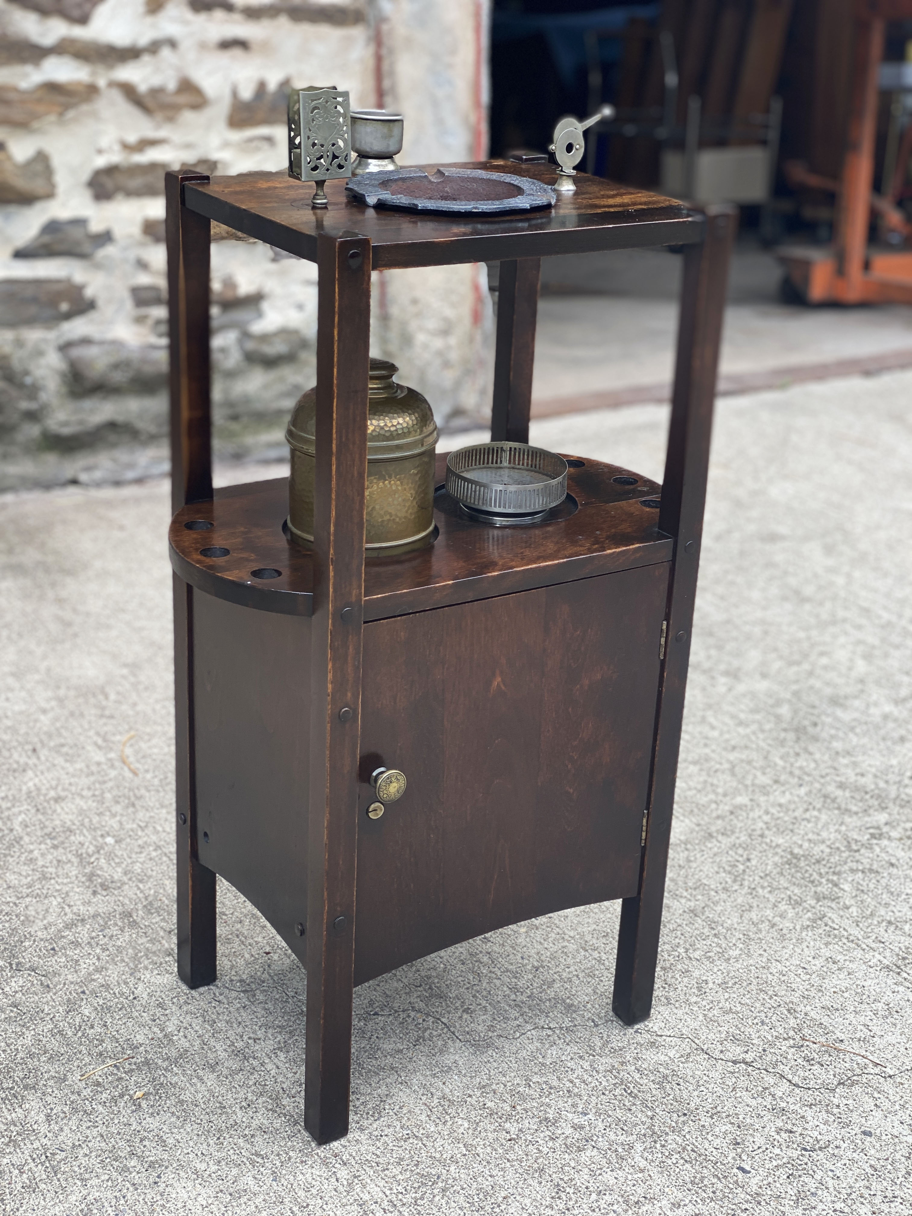 Tobacciana Collectibles Antique wooden pipe table stand with ashtray ...