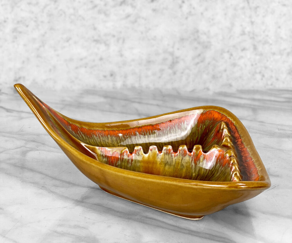 Mid-Century Atomic Orange California Pottery Sculpted Ashtray ...