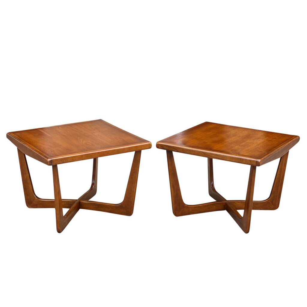 Mid-Century Modern Walnut Sculpted Cross Leg End Tables – A Pair ...