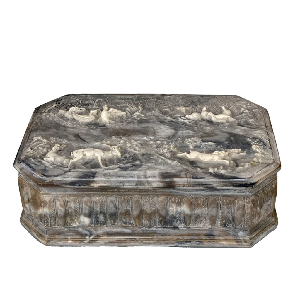 Vintage Traditional Natural Stone Carved Wild Game Storage Box ...
