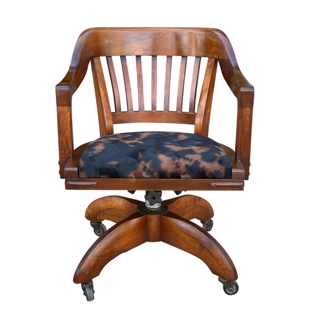 Vintage Traditional Mahogany Library Desk Swivel Bankers Chair ...