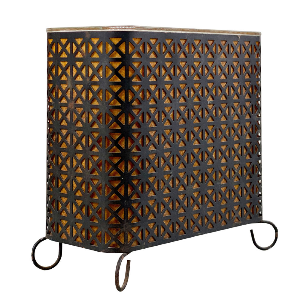 Mid-Century Atomic Pierced Aluminum TV Lamp with Glass Planter Insert ...