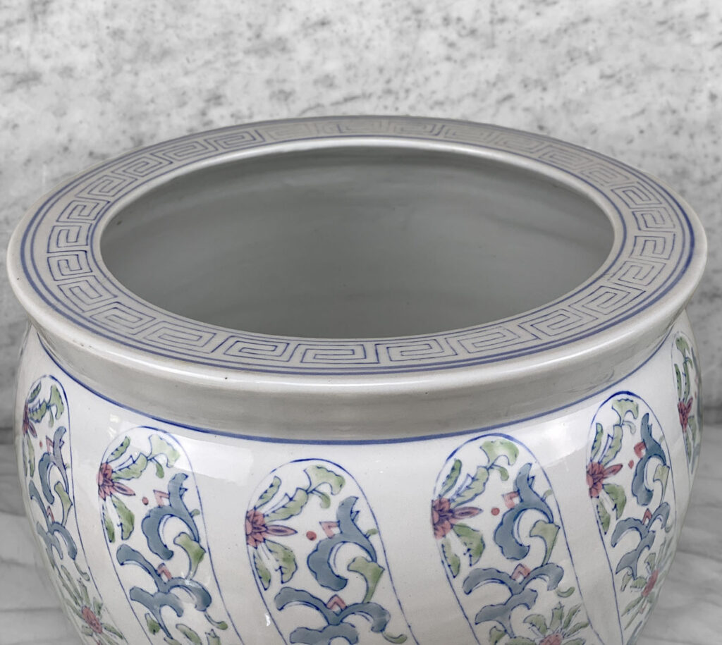 Vintage Chinese Porcelain Floral Lotus Motif Jardiniere Planter ...
