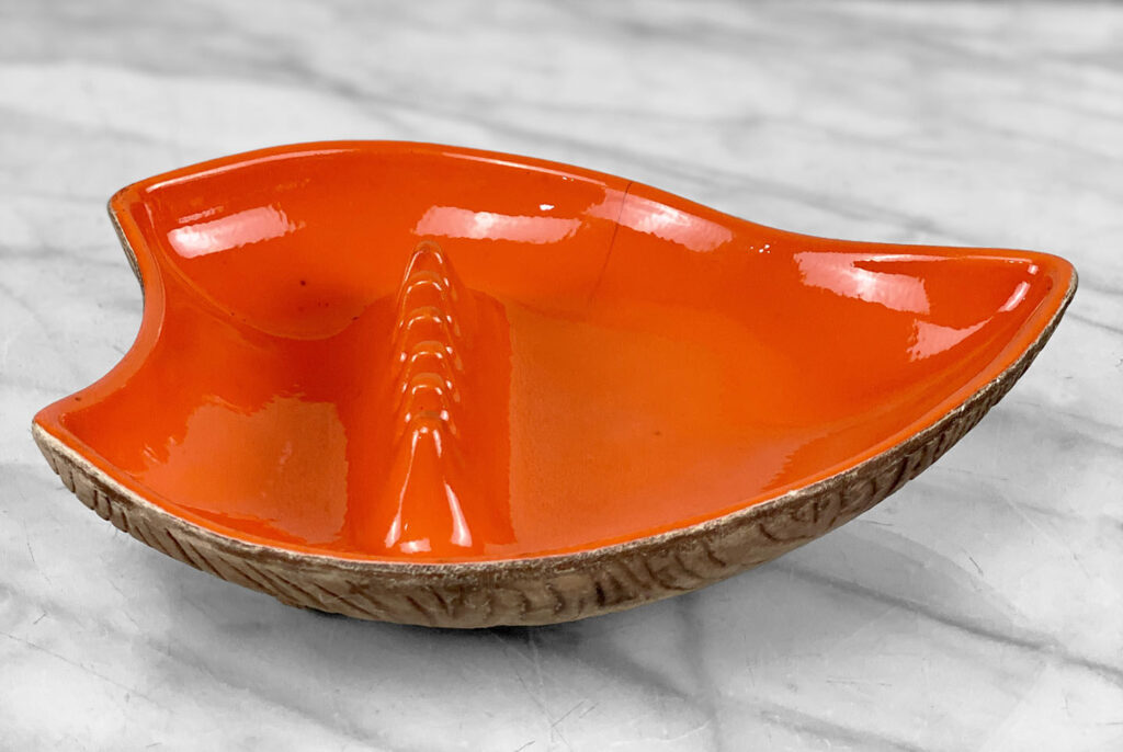 Mid-Century Atomic California Pottery Sculpted Orange Porcelain Ashtray ...