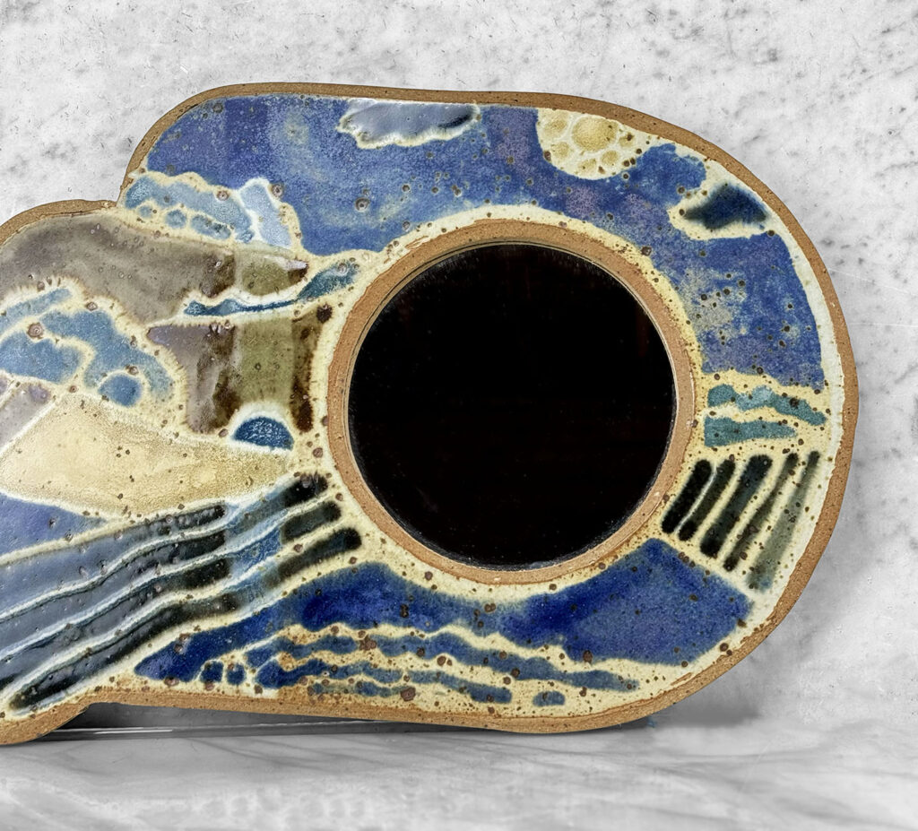 Vintage Abstract Stoneware Glazed Art Pottery Wall Hanging Mirror ...