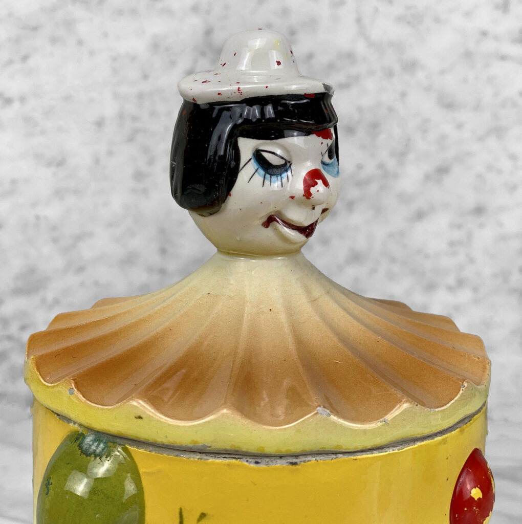Vintage Porcelain Circus Clown Figural Lollipop Candy Canister Jar ...