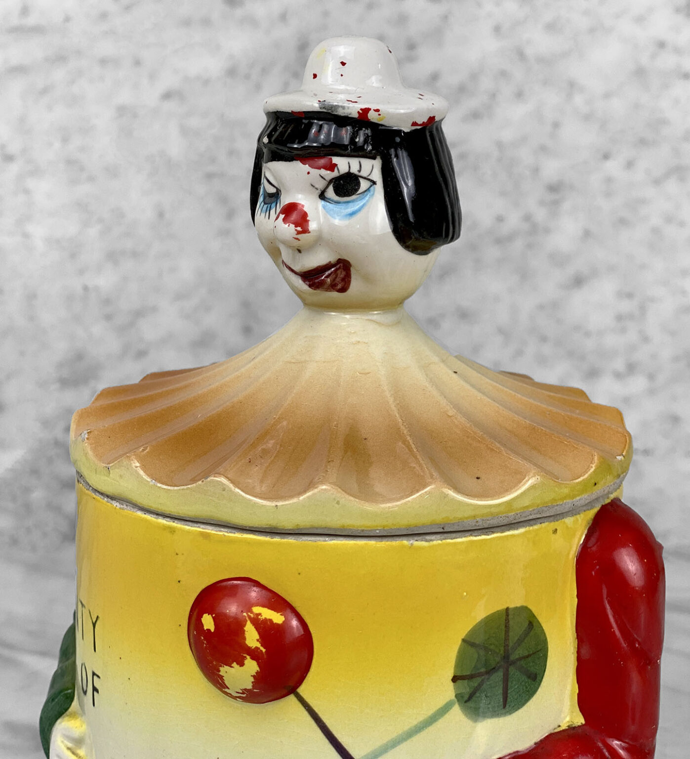 Vintage Porcelain Circus Clown Figural Lollipop Candy Canister Jar ...