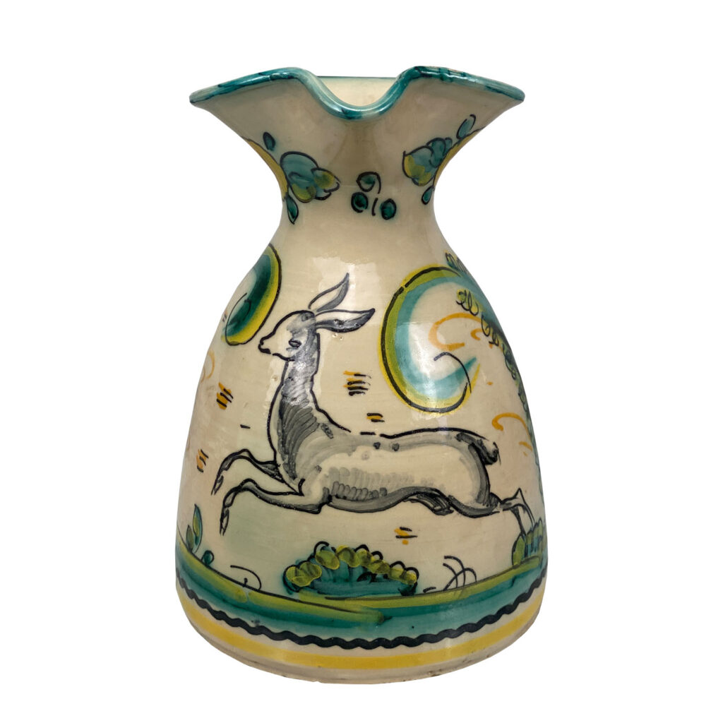 Vintage Italian Majolica Porcelain Stag Deer Hand Painted Ewer Pitcher ...