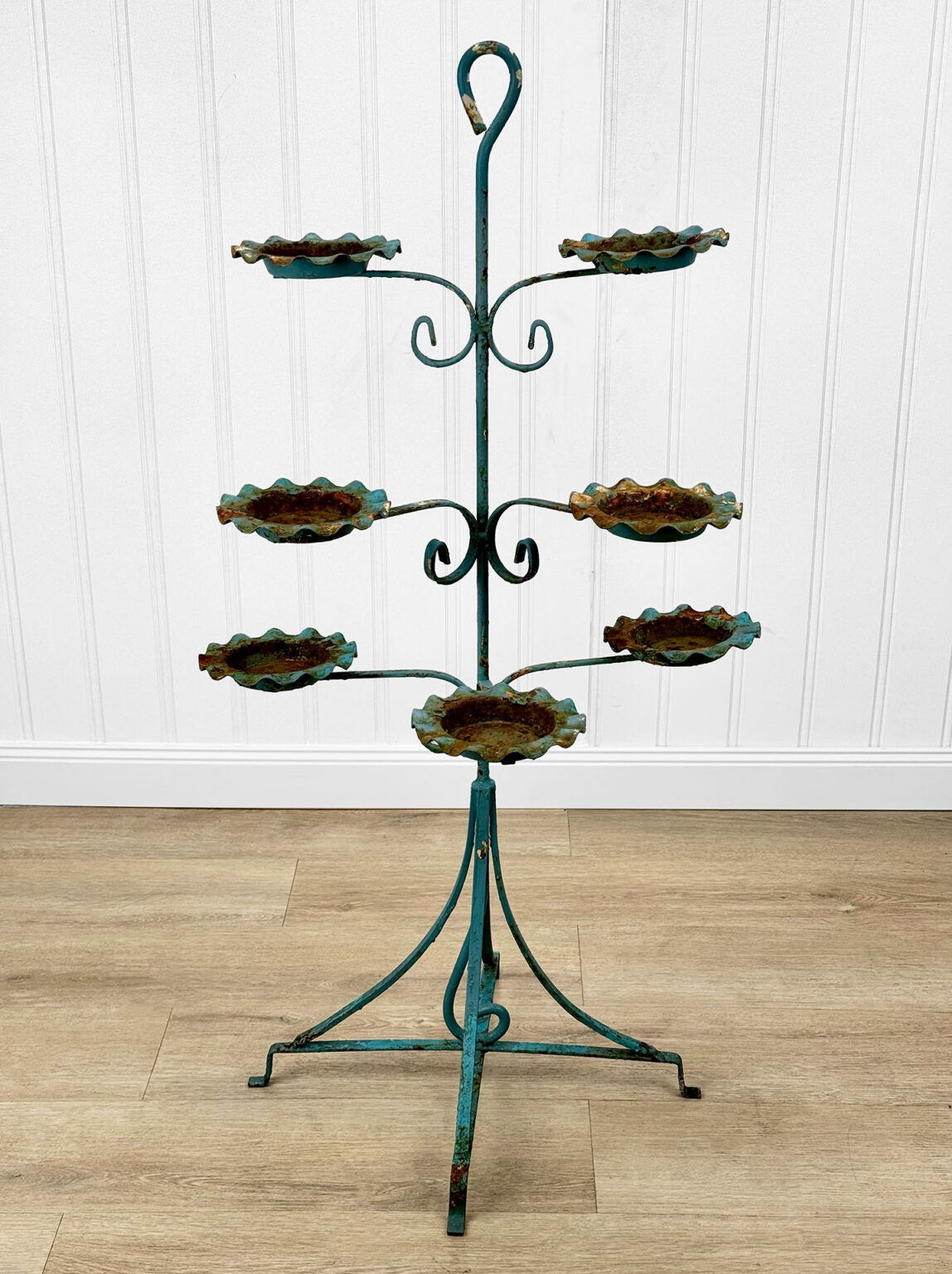 Antique Victorian Wrought Iron Verdigris 7-Tier Outdoor Garden Plant ...