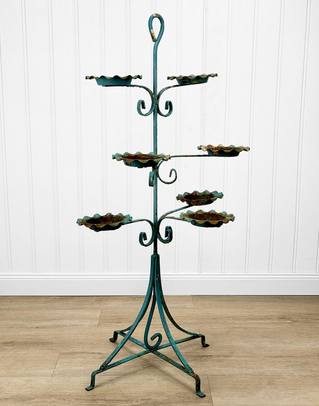 Antique Victorian Wrought Iron Verdigris 7-Tier Outdoor Garden Plant ...
