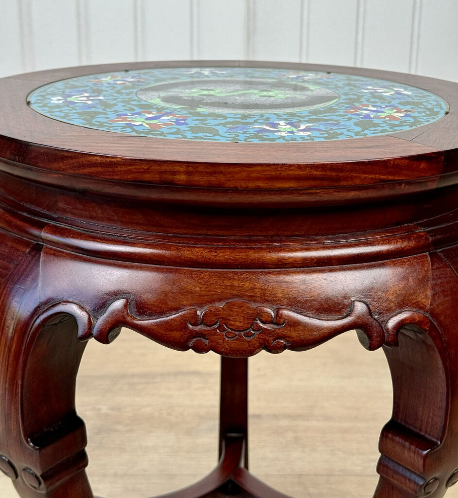 Vintage Chinese Cloisonne Koi Fish Rosewood Plant Stand Table ...