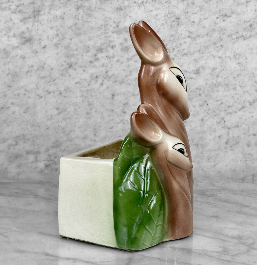 Mid-Century Art Deco Porcelain Double Deer TV Lamp w/ Planter ...
