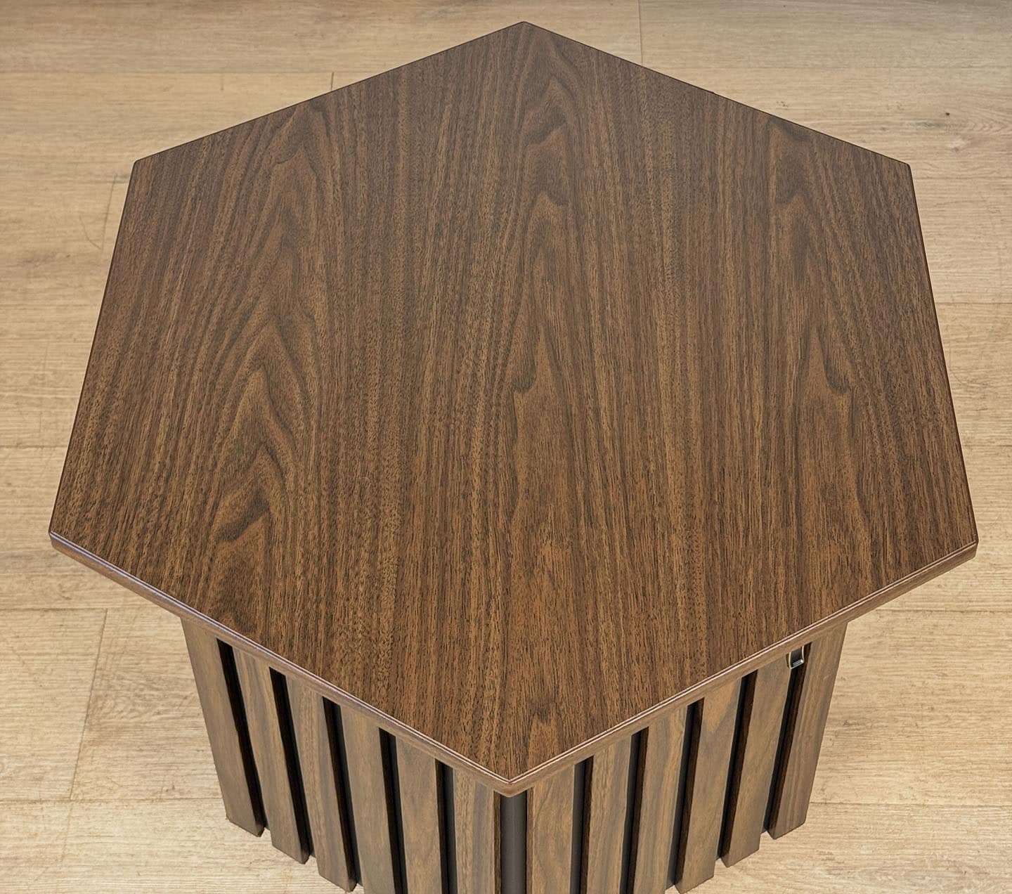 Mid-Century Hexagonal Walnut & Black Laminated Cocktail Table ...