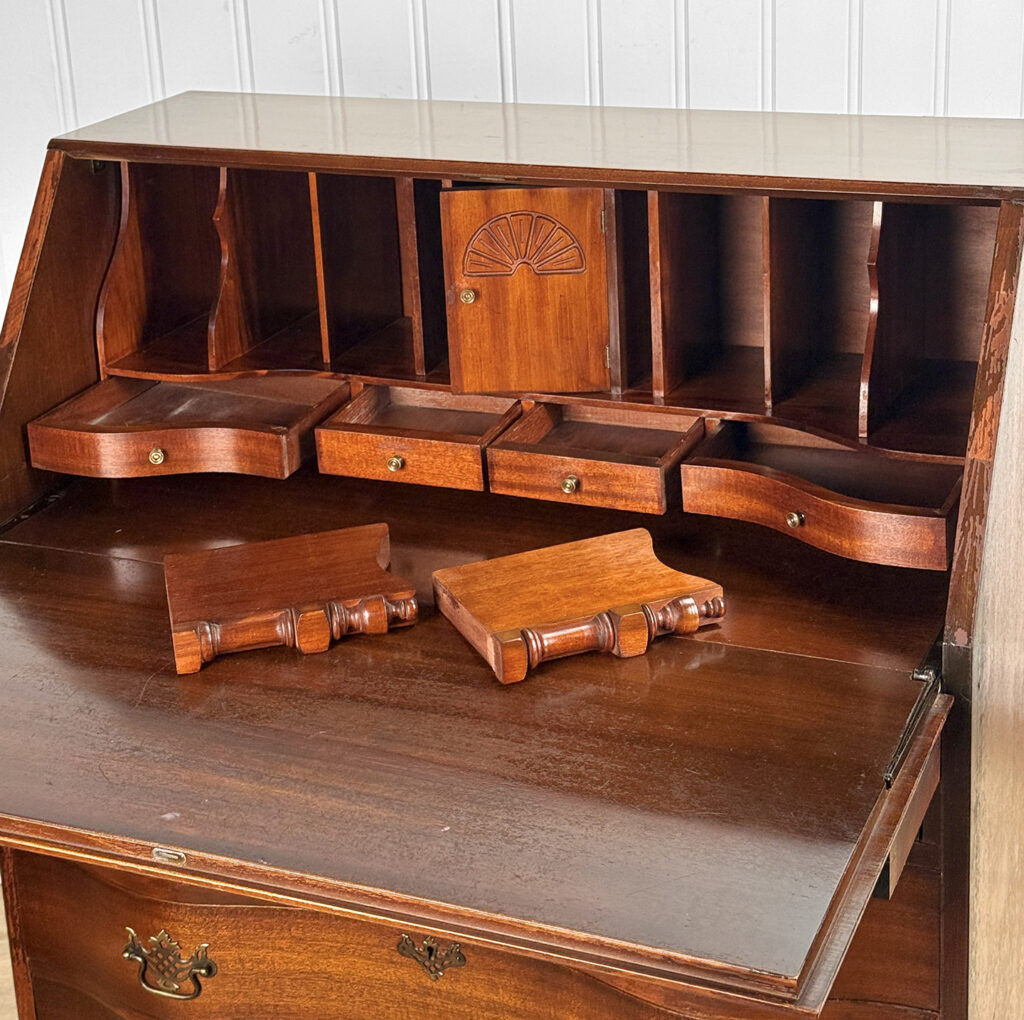 Antique Chippendale Mahogany Oxbow Drop Front Secretary Desk – Scranton ...