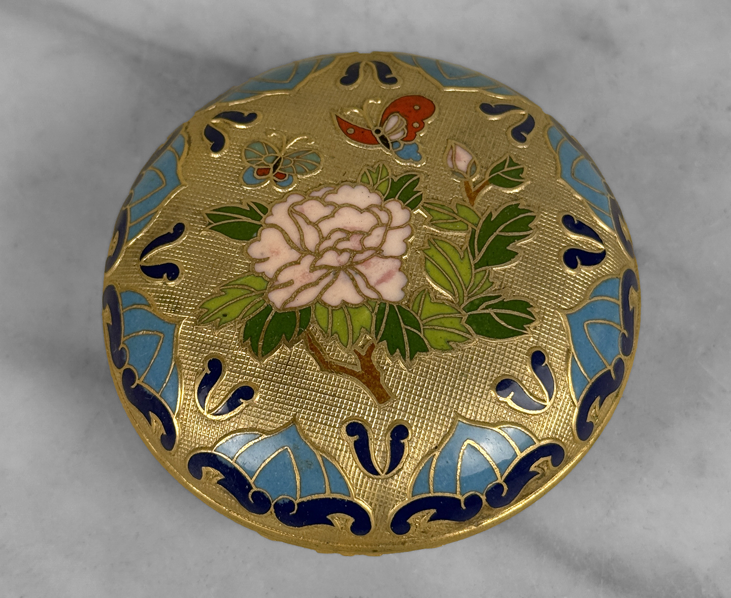 Vintage Chinese Cloisonne Brass & Enamel Round Storage Box – Scranton ...