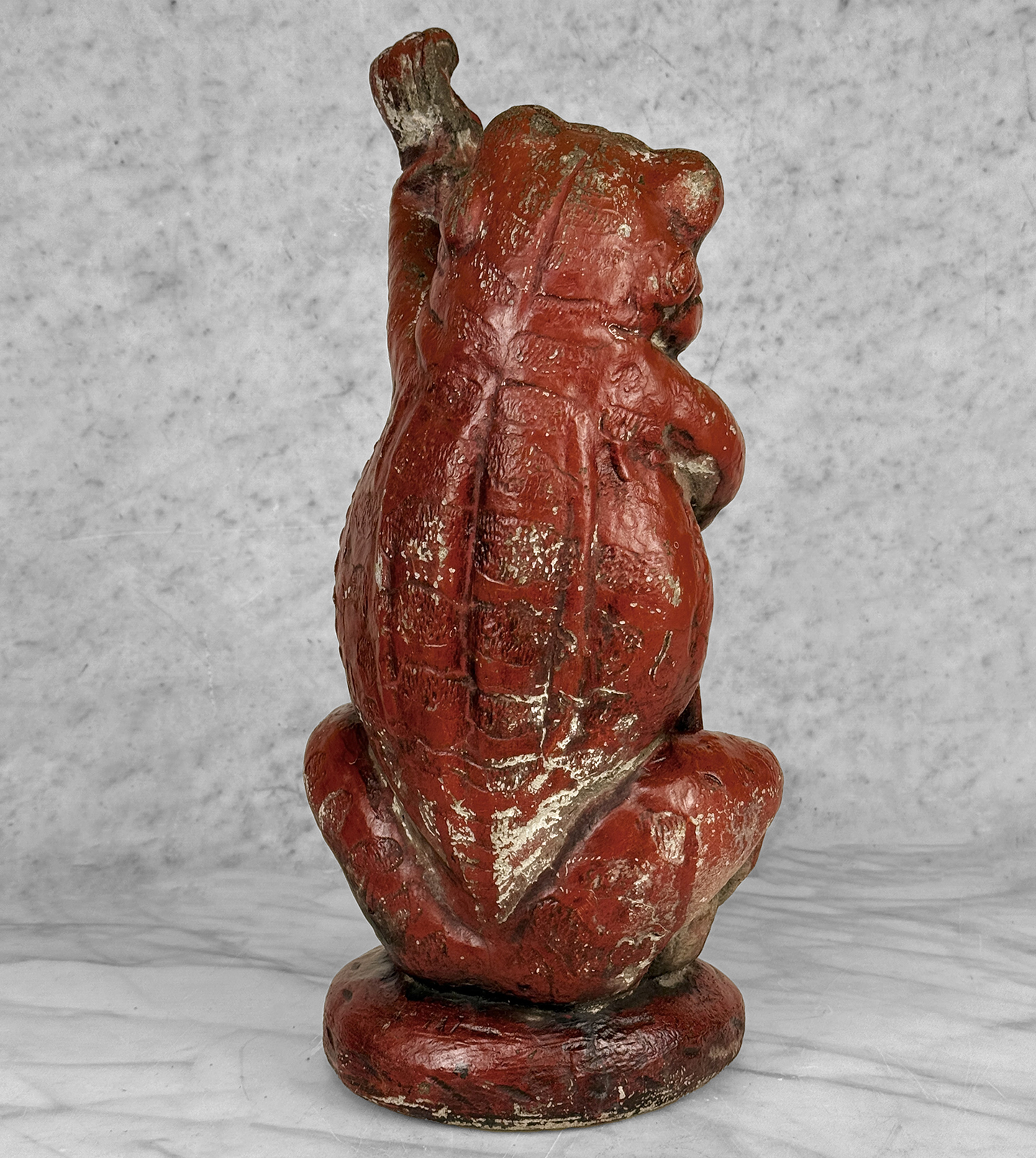 Vintage Concrete Outdoor Garden Frog Playing a Cello Red Sculpture ...